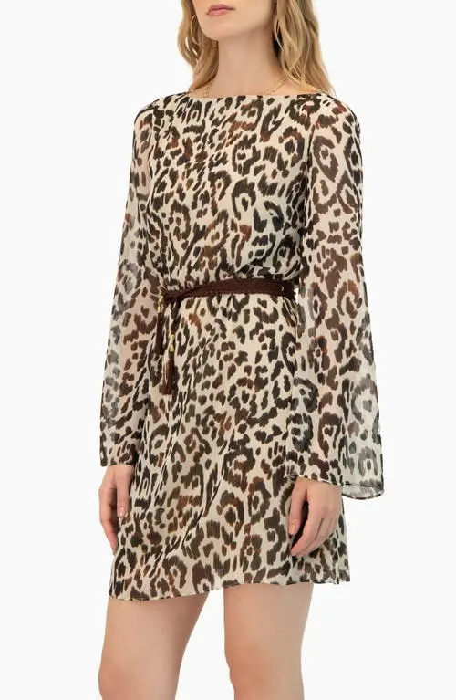 IVONNE Animal Print Mini Dress With Bell Sleeves