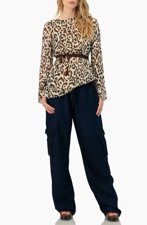 IVONNE Animal Print Mini Dress With Bell Sleeves