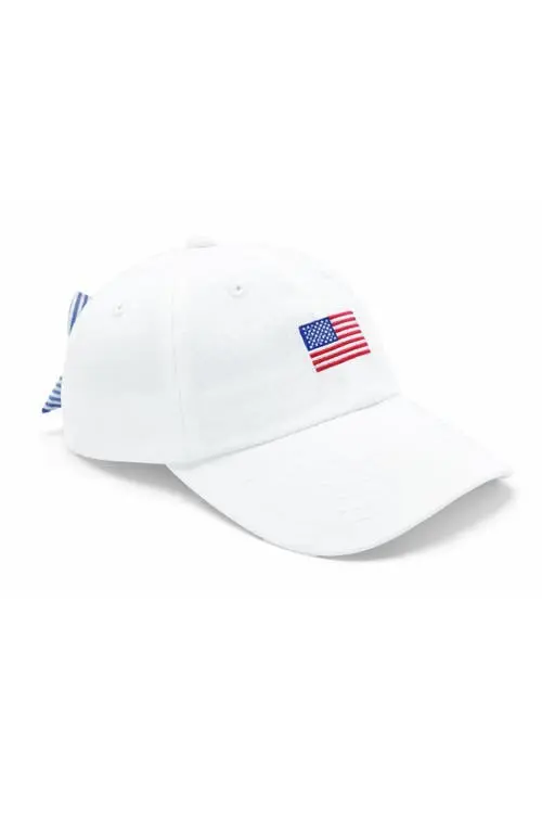 BITS & BOWS American Flag Baseball Cap - White