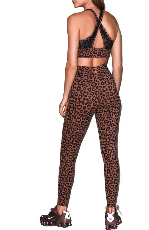 FLEUR DU MAL Le Stretch Lace Sports Bra - Neautral Leopard