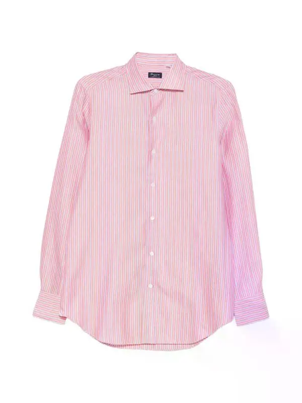 FINAMORE 1925 Striped Long-sleeve Shirt - Red