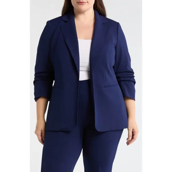 Anne Klein Ruched Sleeve Blazer - Distant Mountain