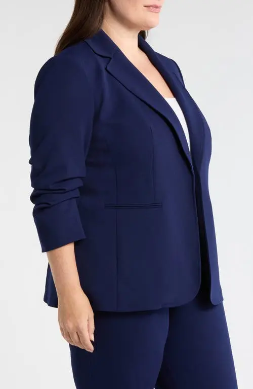 Anne Klein Ruched Sleeve Blazer