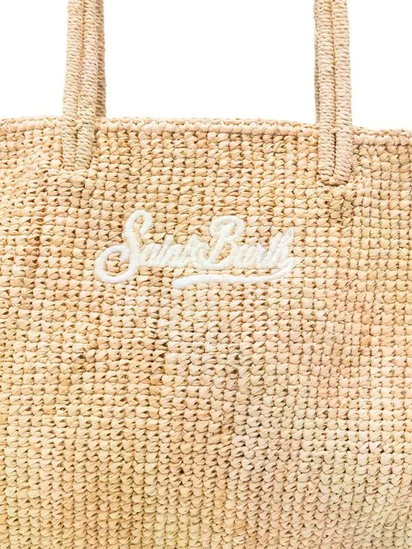 MC2 SAINT BARTH Logo-embroidered Woven Tote Bag - Neutrals