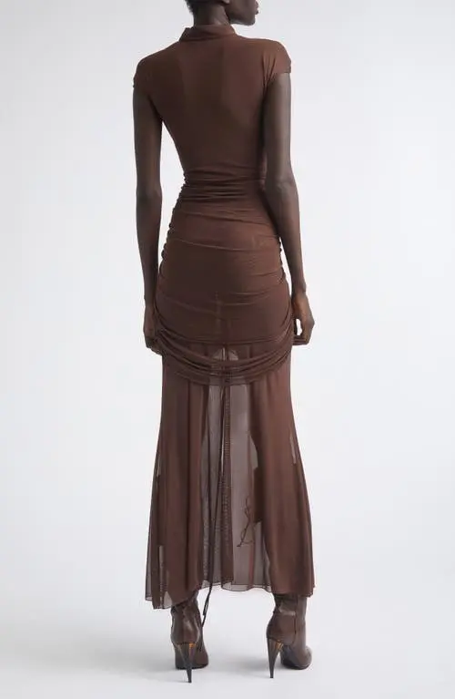 KIM SHUI Anai Ruched Stretch Mesh Dress