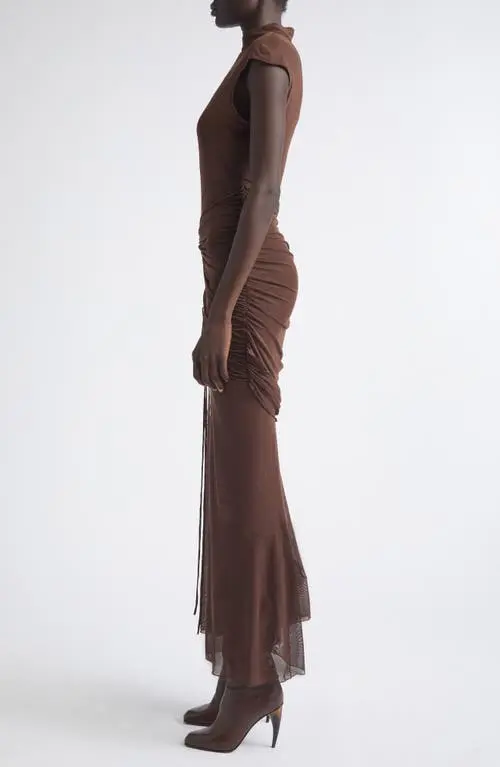 KIM SHUI Anai Ruched Stretch Mesh Dress