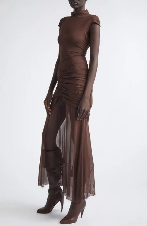 KIM SHUI Anai Ruched Stretch Mesh Dress