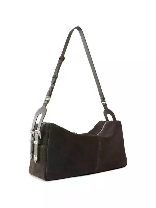 Pinko Keeper Buckle-detail Suede Shoulder Bag - Brown