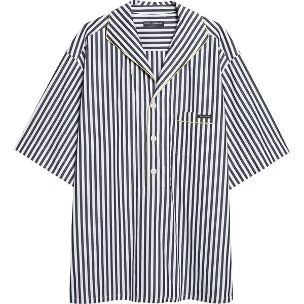 Dolce & Gabbana Stripe Cotton & Silk Poplin Pajama Shirt - S8057 Rigato