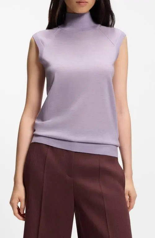 BOSS Virgin Wool Turtleneck Tank - Lavendar Tide