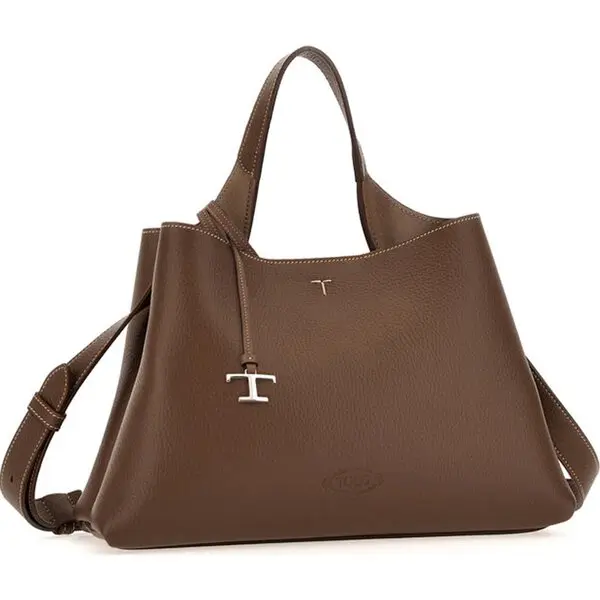 TOD'S Apa Leather Top Handle Bag - Noce/creta