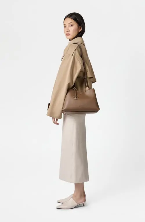 TOD'S Apa Leather Top Handle Bag - Noce/creta