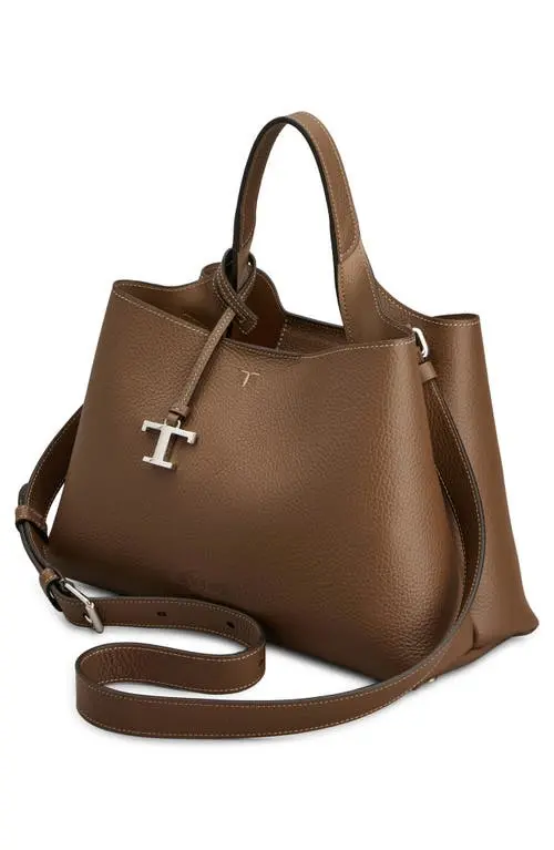TOD'S Apa Leather Top Handle Bag - Noce/creta