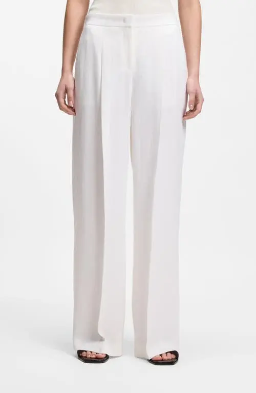 BOSS Tiana Pleated Wide Leg Pants - Bright White