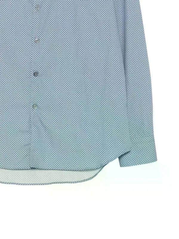 Canali Geometric-print Long-sleeve Shirt - Blue