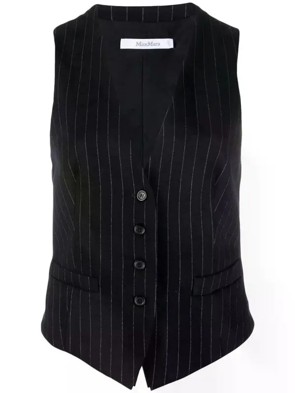 Max Mara Pinstripe Sleeveless Waistcoat - Blue