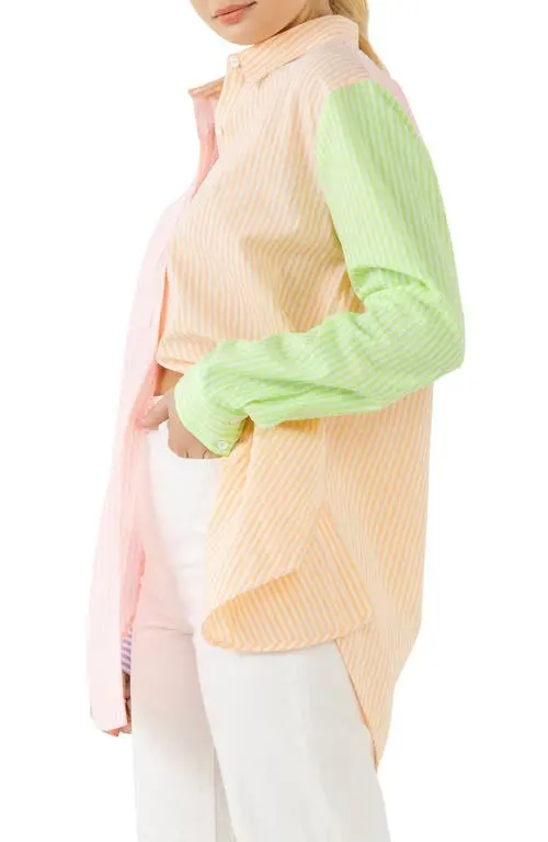 English Factory Stripe Colorblock Button-up Shirt