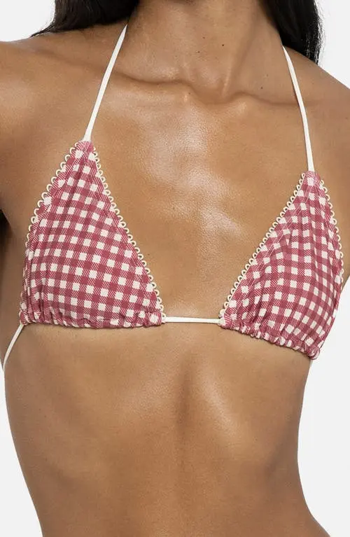 JADED LONDON Gingham Picot Trim Triangle Bikini Top