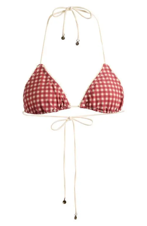 JADED LONDON Gingham Picot Trim Triangle Bikini Top