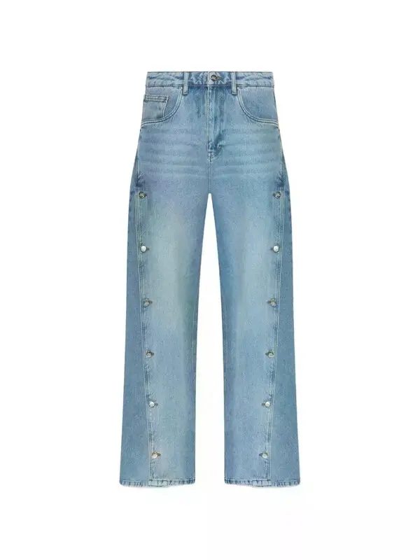 GESTUZ X Barbie Button-detail Embroidered Jeans - Blue