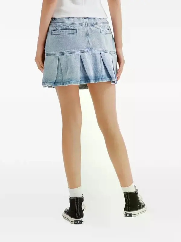 FINGERCROXX Pleated Denim Mini Skirt - Blue