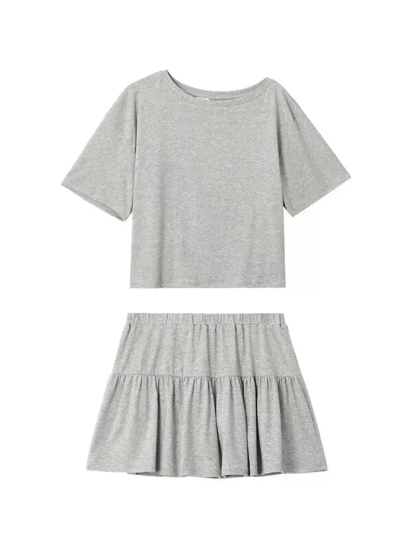 B+AB Tiered-skirt Pajama Set - Grey