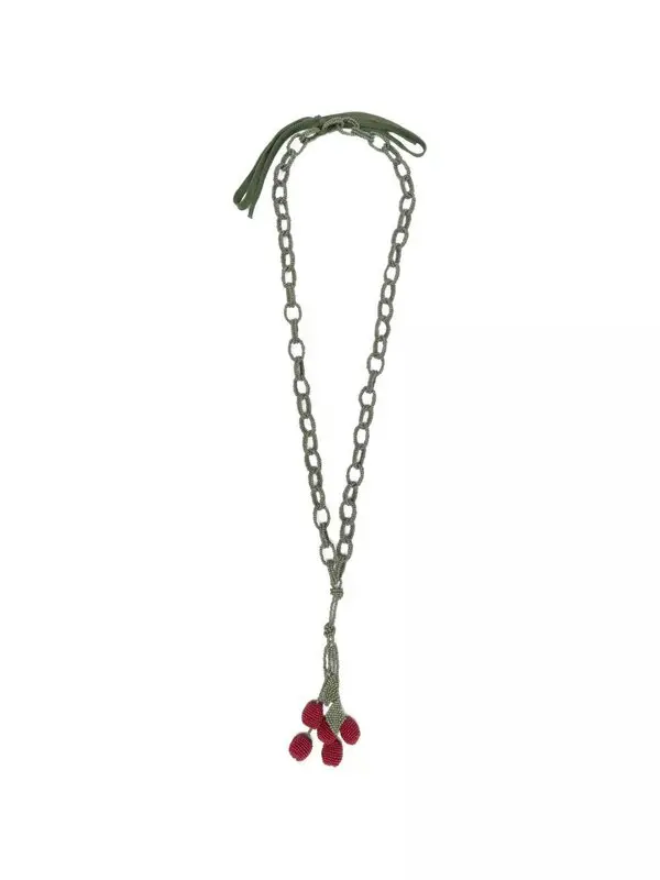 MAISON JEJIA Tea Beaded-link Cherry-pendant Necklace - Green