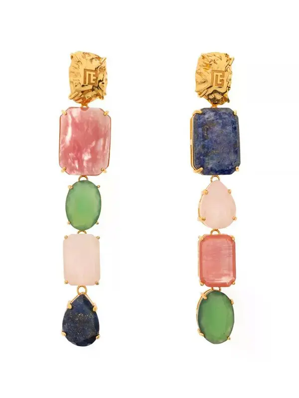 Balmain Gemstone-embellished Drop Earrings - Gold