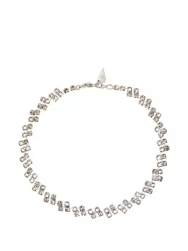 FORTE_FORTE Crystal-embellished Heart Charm Necklace - Silver
