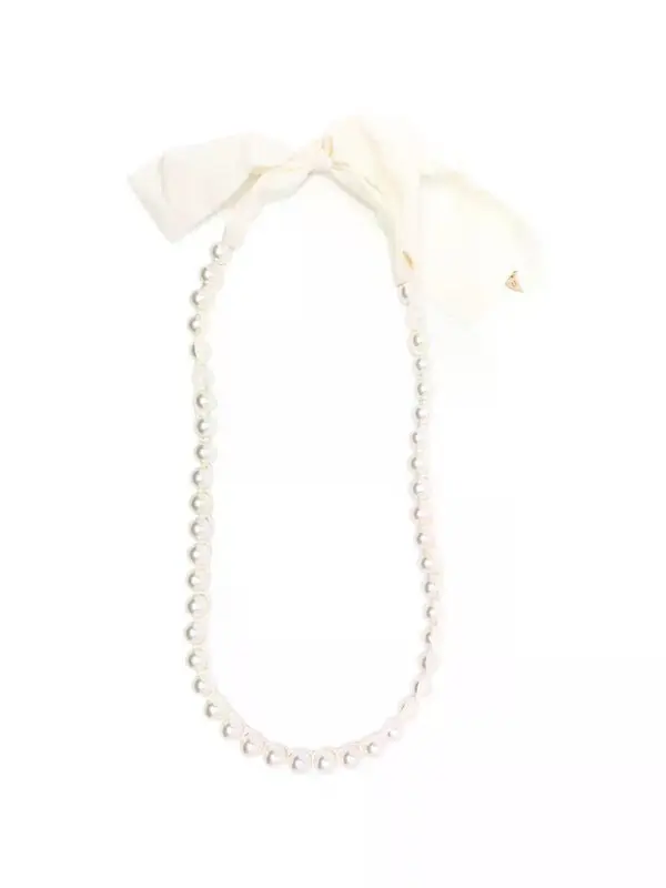 FORTE_FORTE Pearl-embellished Ribbon Necklace - Neutrals