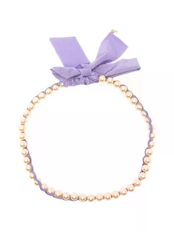 FORTE_FORTE Faux-pearl Ribbon Necklace - Purple