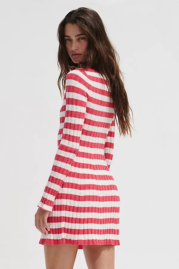 Free People Junie Sweater Mini Dress - Poppy Red Combo