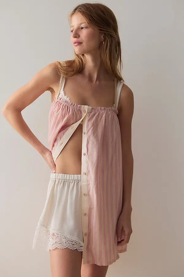 Free People Enjoy The Stripe Nightie - Tea Party Combo