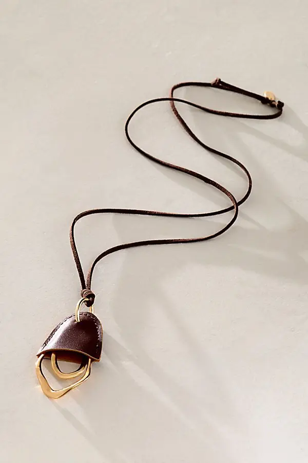 Free People Bareform Pendant Necklace - Tan/gold