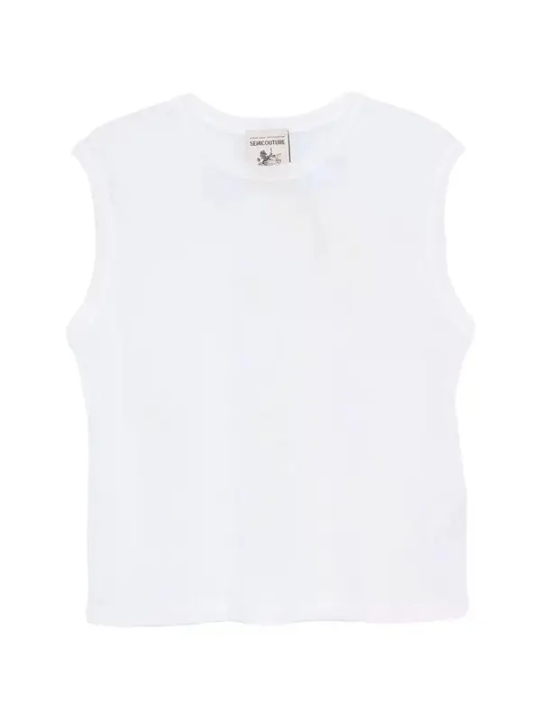 SEMICOUTURE Crew-neck Sleeveless Tank Top - White