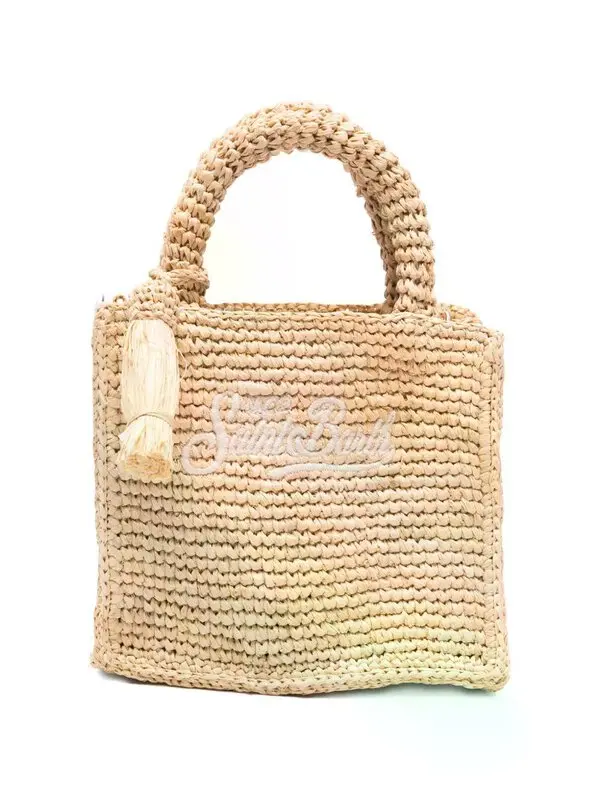 MC2 SAINT BARTH Embroidered Raffia Tote Bag - Neutrals