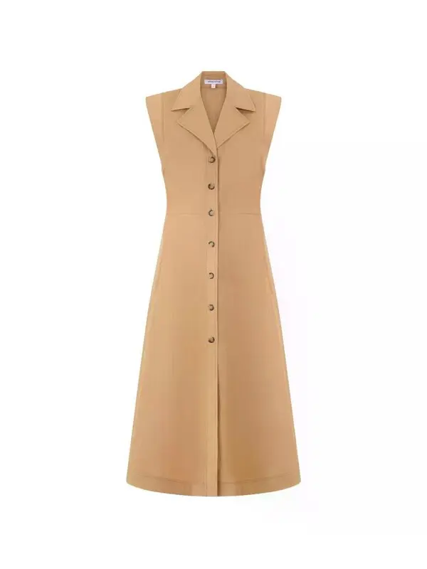 Veronica Beard Sleeveless Button-down Midi Shirt Dress - Neutrals