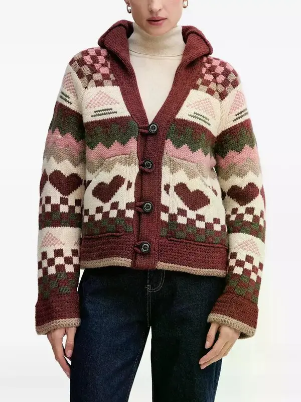 Barbour Patterned Knit Cardigan - Red