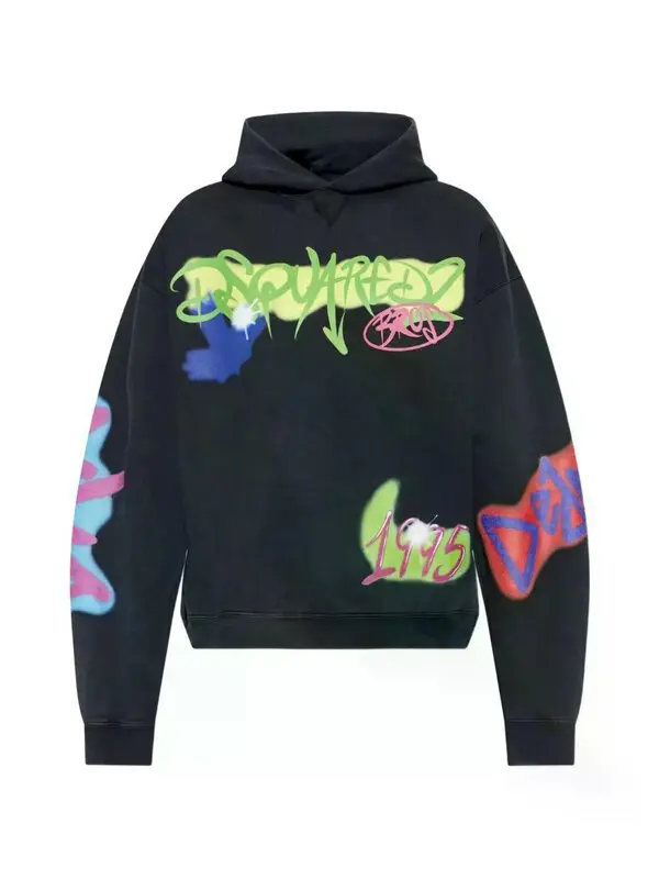 Dsquared2 Graffiti-print Hoodie - Black