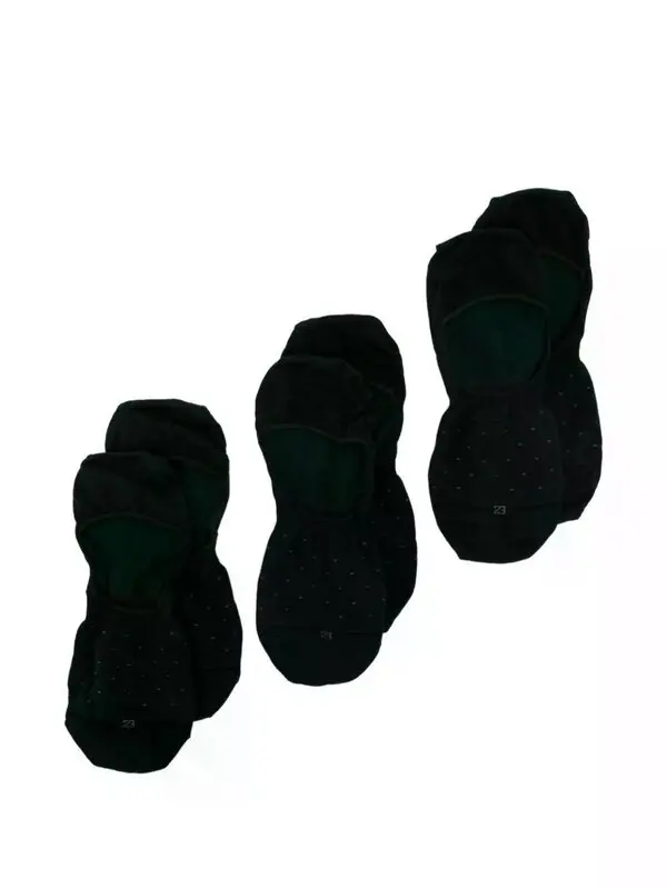 Zegna Polka-dot Invisible Socks Set Of Three - Green