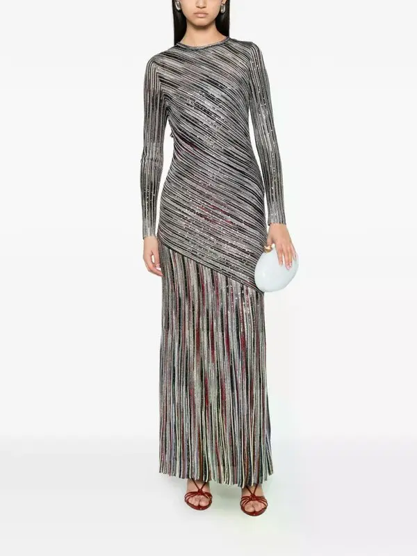 Missoni Sequin-embellished Striped Maxi Dress - Black