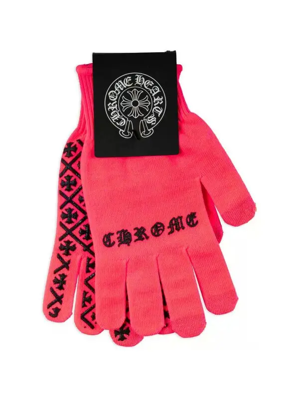 Chrome Hearts Checkmate Logo-print Gloves - Pink