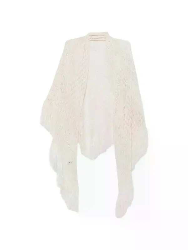 SIMONA CORSELLINI Fringe-trimmed Open-knit Scarf - Neutrals