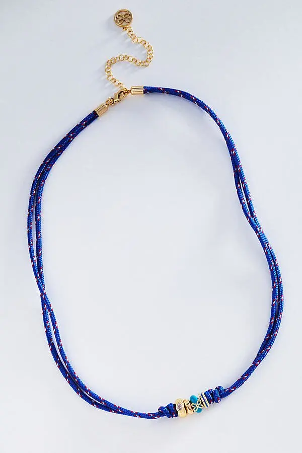 Anthropologie Maeve Corded Donut Necklace - Blue