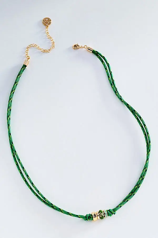 Anthropologie Maeve Corded Donut Necklace - Green