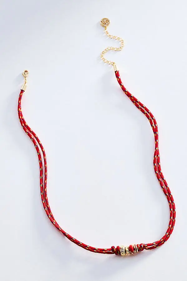 Anthropologie Maeve Corded Donut Necklace - Red