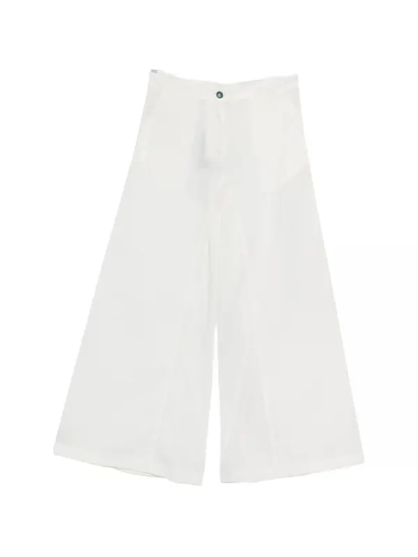 Pinko Canelli Embellished-button Wide-leg Trousers - White