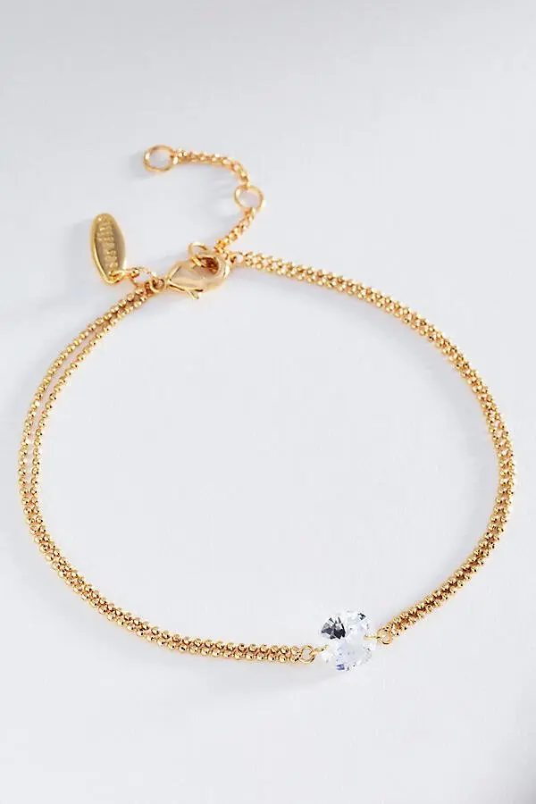 Anthropologie Delicate Floating Crystal Bracelet - Gold