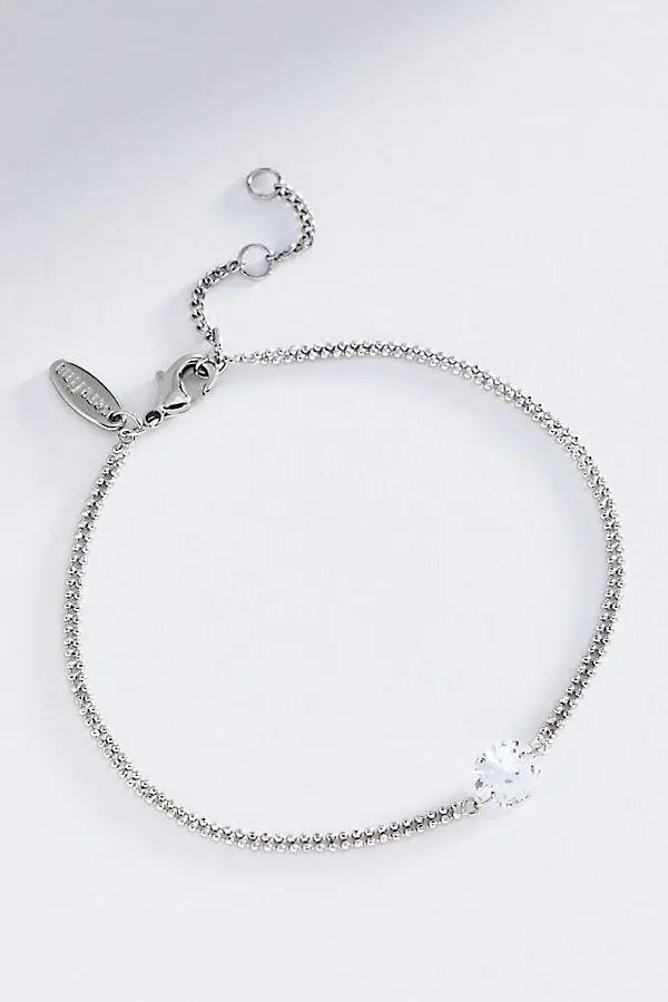 Anthropologie Delicate Floating Crystal Bracelet - Silver