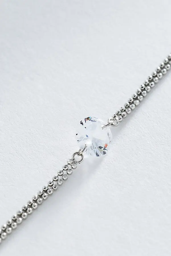 Anthropologie Delicate Floating Crystal Bracelet - Silver